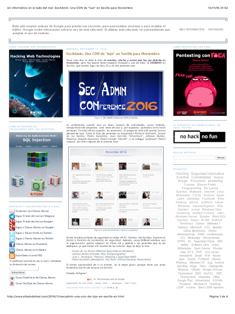 Un Informático en El Lado Del Mal: SecAdmin: Una CON de "Lujo" en ...