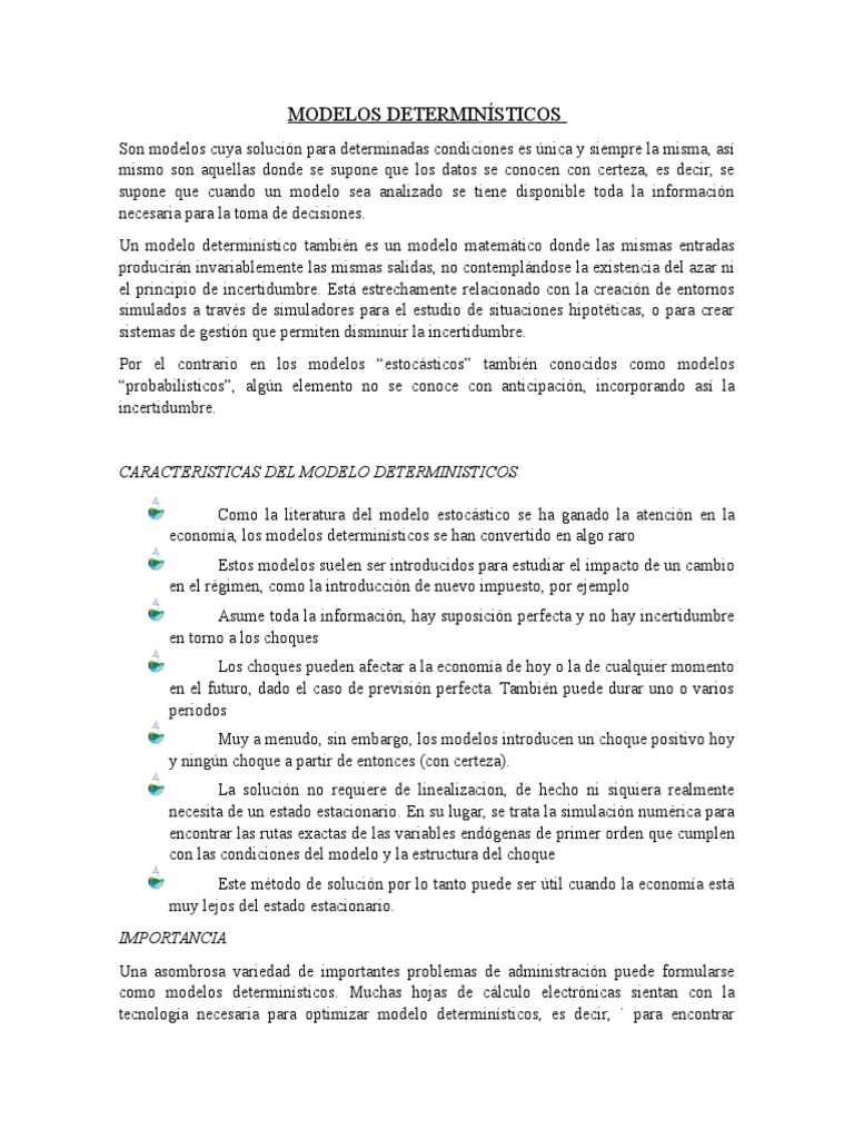 Modelos Determinísticos y Probabilísticos | PDF | Estocástico | Toma de ...