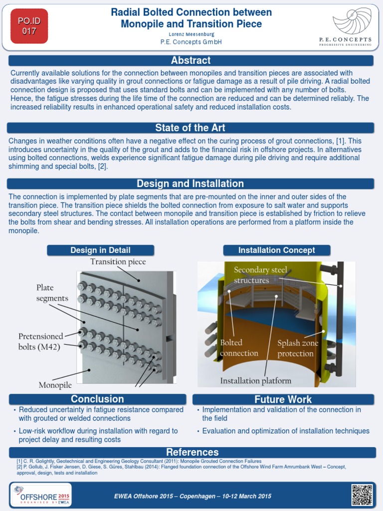 Radial Bolted Connection Between Monopile and Transition Piece | PDF