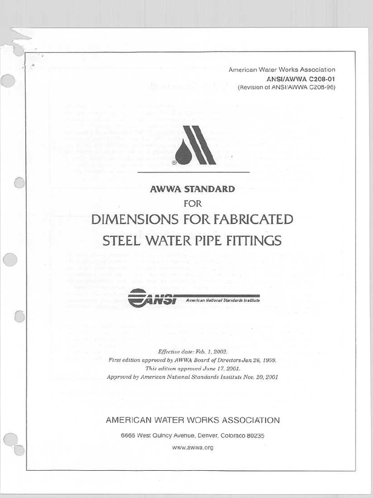 AWWA C208 2001 Fittings