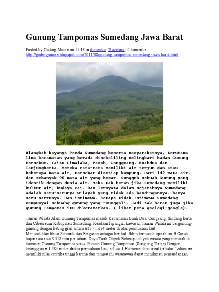Gunung Tampomas Sumedang | PDF