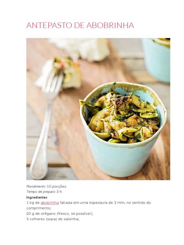 Antepasto de Abobrinha | PDF | Culinária ocidental | Comida regional e étnica