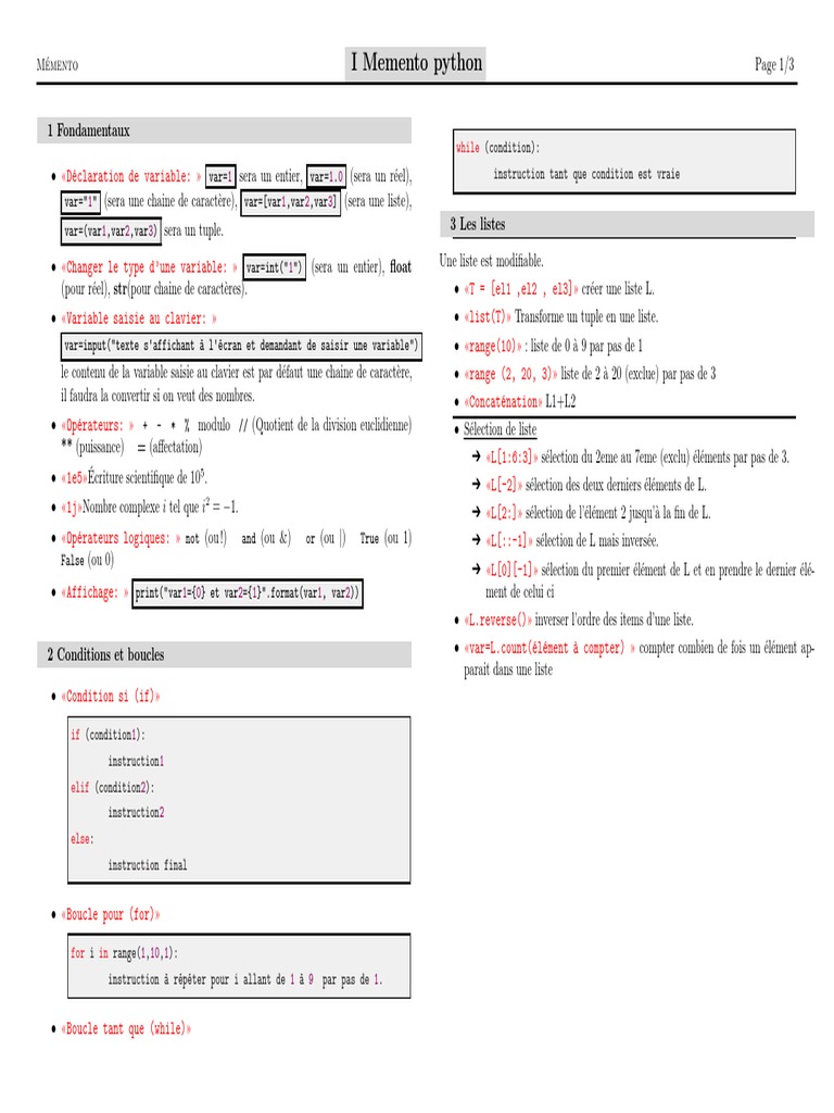 Memento Python | PDF | Polynôme | Matrice (Mathématiques)