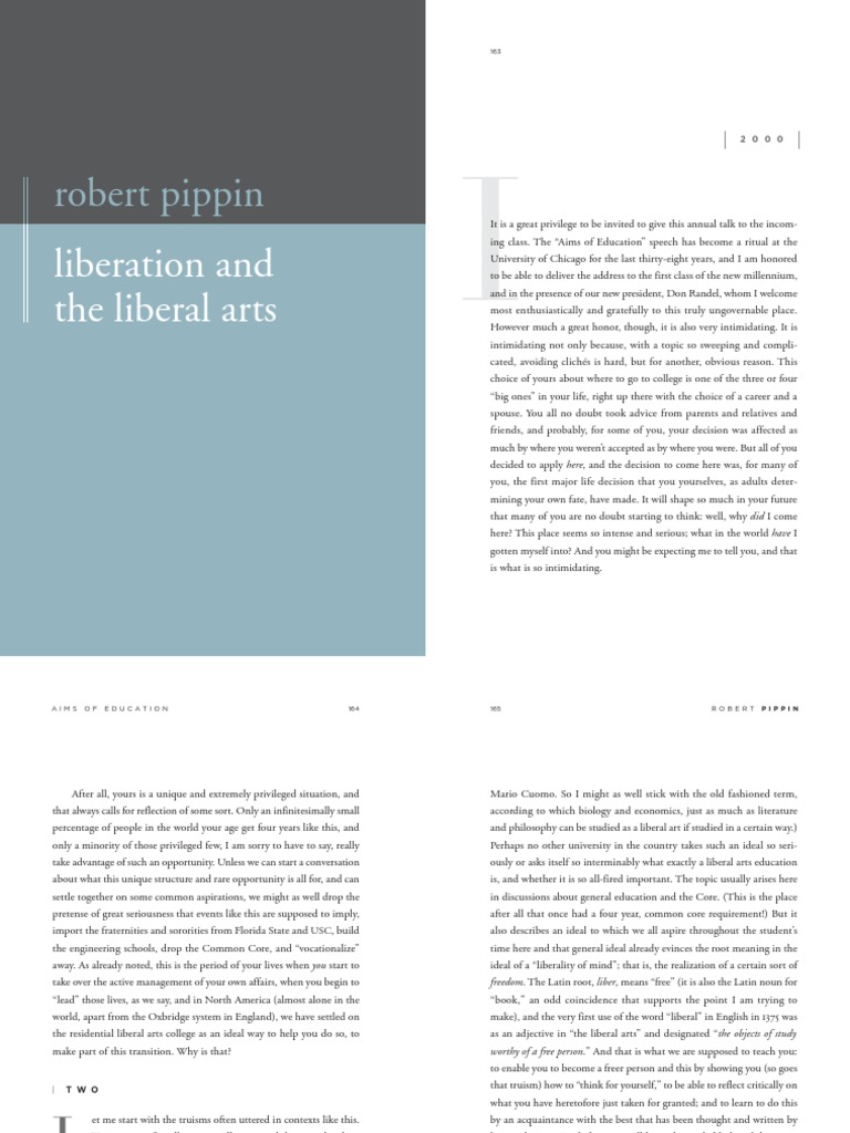 Robert+Pippin,+Liberation+and+the+Liberal++Arts+ Better+copy PDF | PDF ...