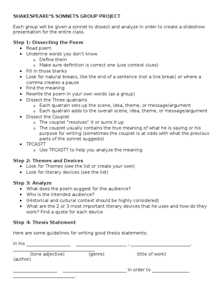 Sonnet Lesson | PDF | Shakespeare's Sonnets | Poetry