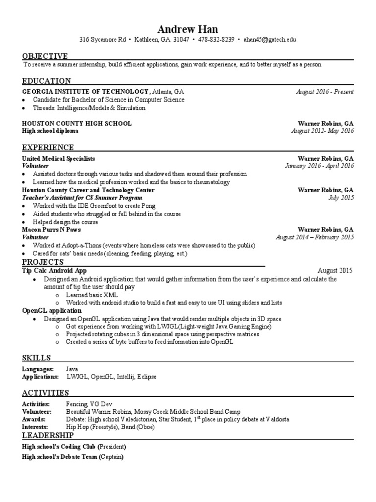 Andrew Han Resume PDF | PDF