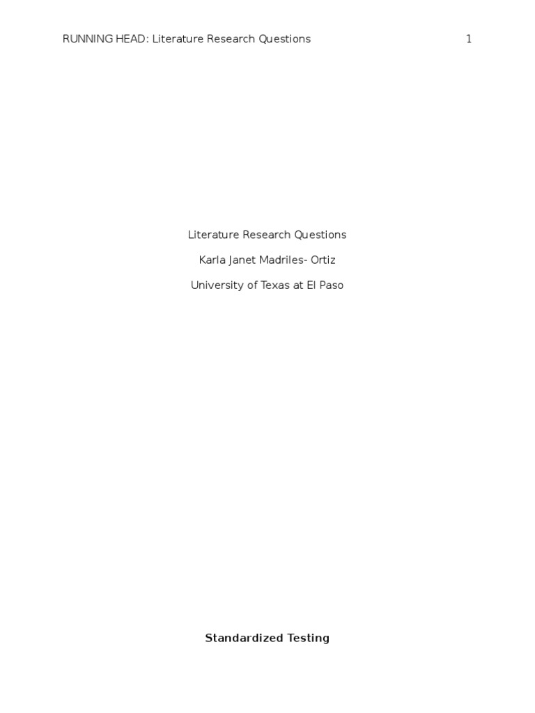 Literature Research Questions | PDF