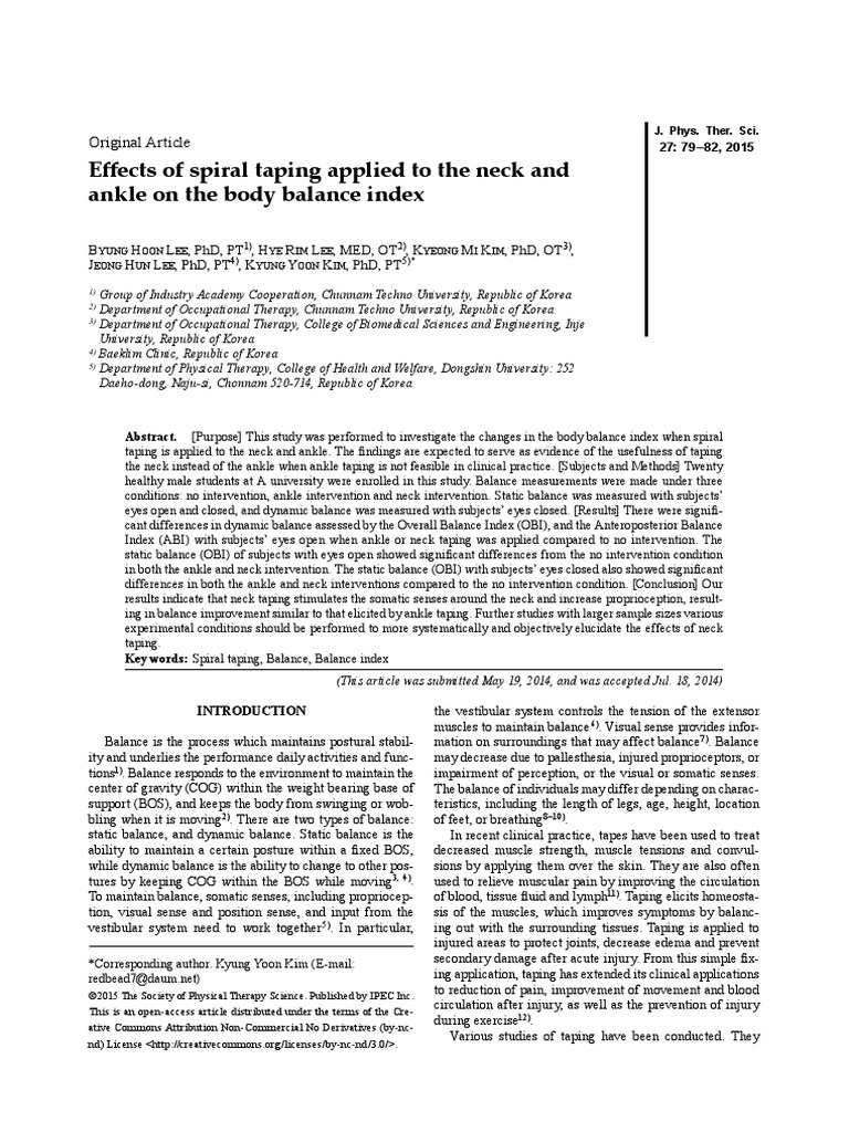Effects of Spiral Taping Applied To The Neck and Ankle On The Body ...