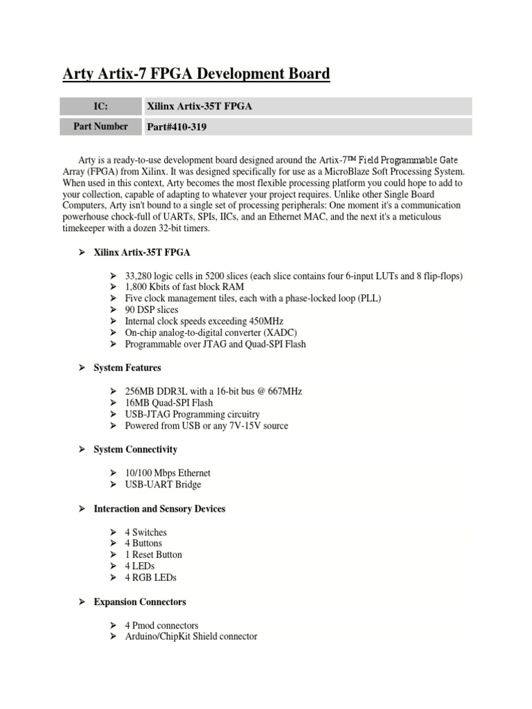 Arty Artix 7 Board | PDF