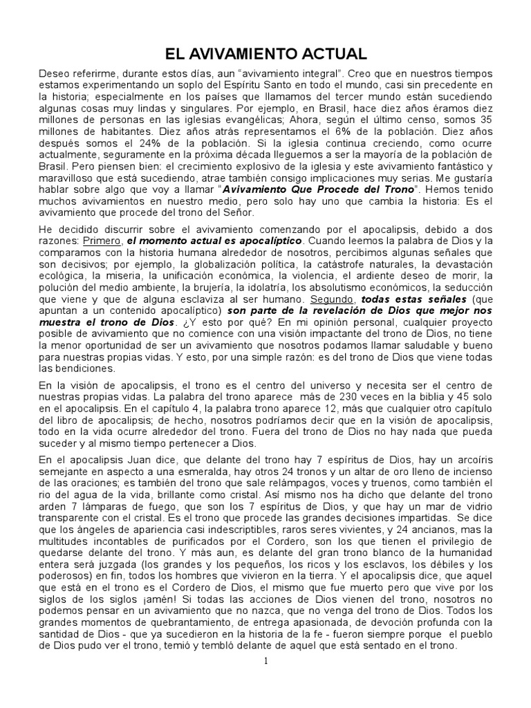 El Avivamiento Actual | PDF | Libro de revelación | Renacimiento cristiano