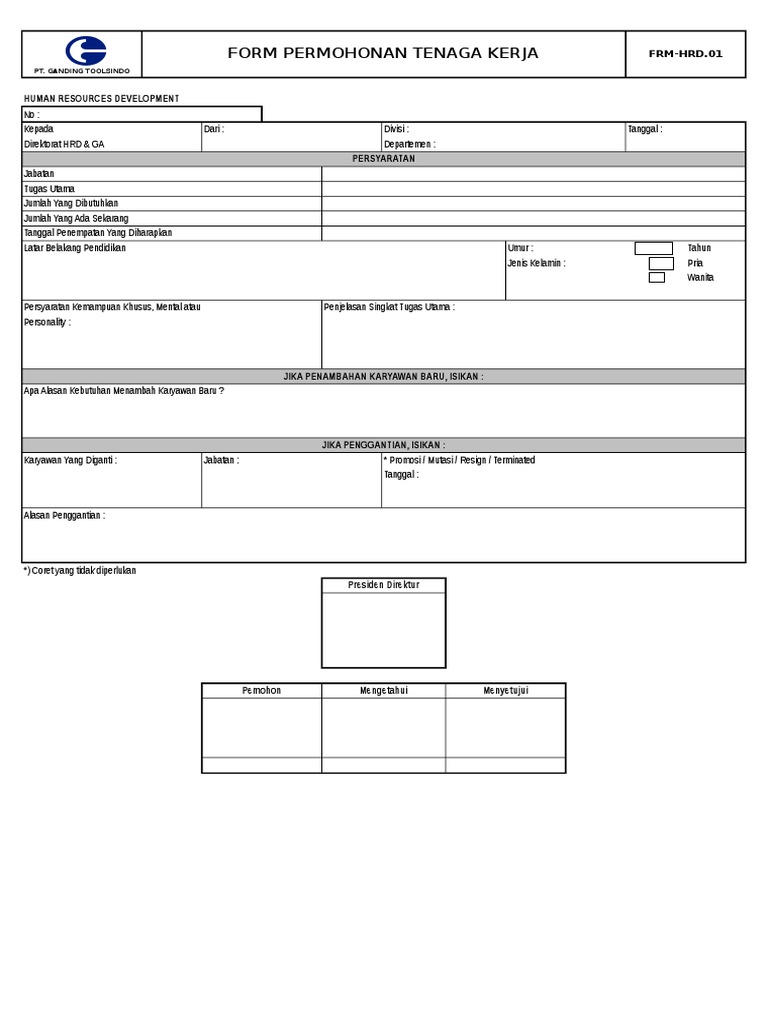 Form Permintaan Karyawan | PDF