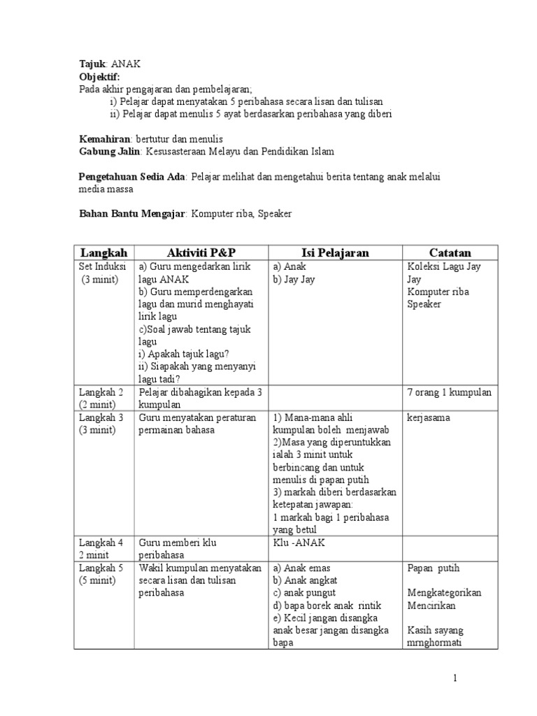 RPH Peribahasa | PDF