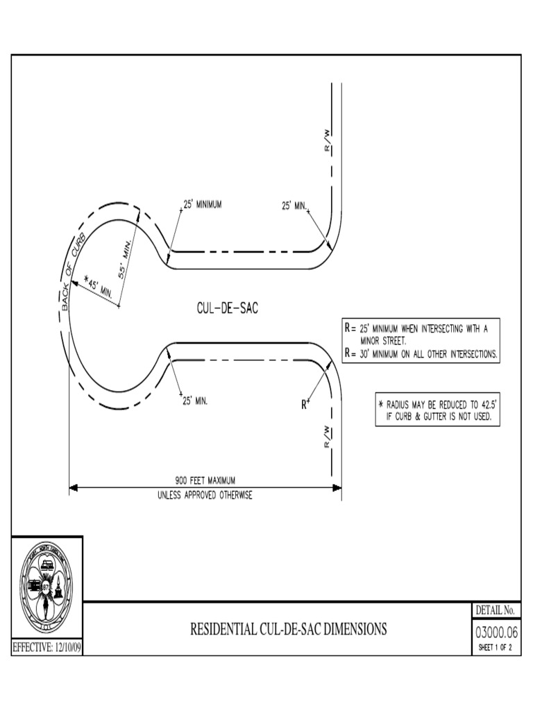 Residential Cul-De-Sac Dimensions: Detail No | PDF