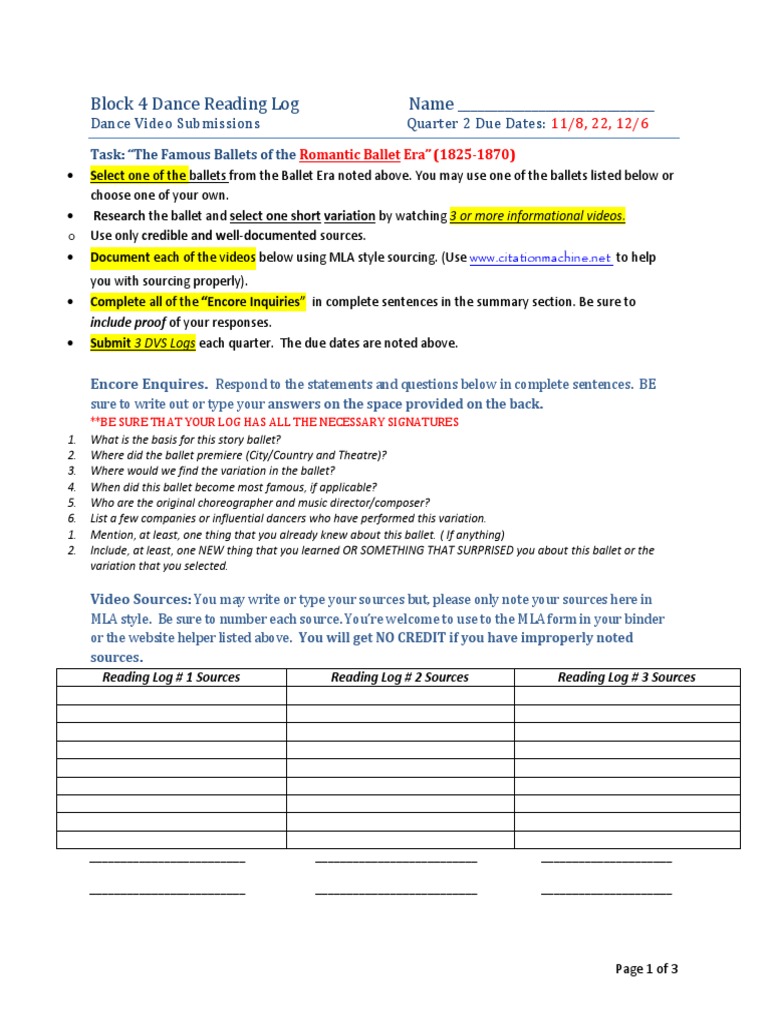 Block 4 7th 8th Grade Reading Log 2 2016 | PDF