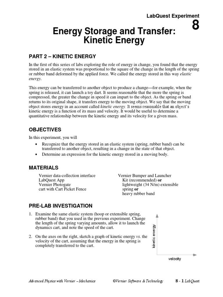 Lab 8 Conservation of Energy Kinetic | PDF | Kinetic Energy | Velocity