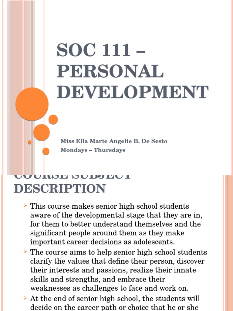 Chapter 1 Personal Development Pdf Positive Psychology Personal