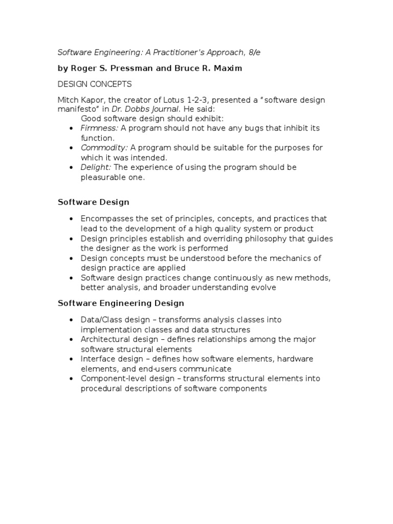 Design Concepts | PDF | Component Based Software Engineering | Class ...
