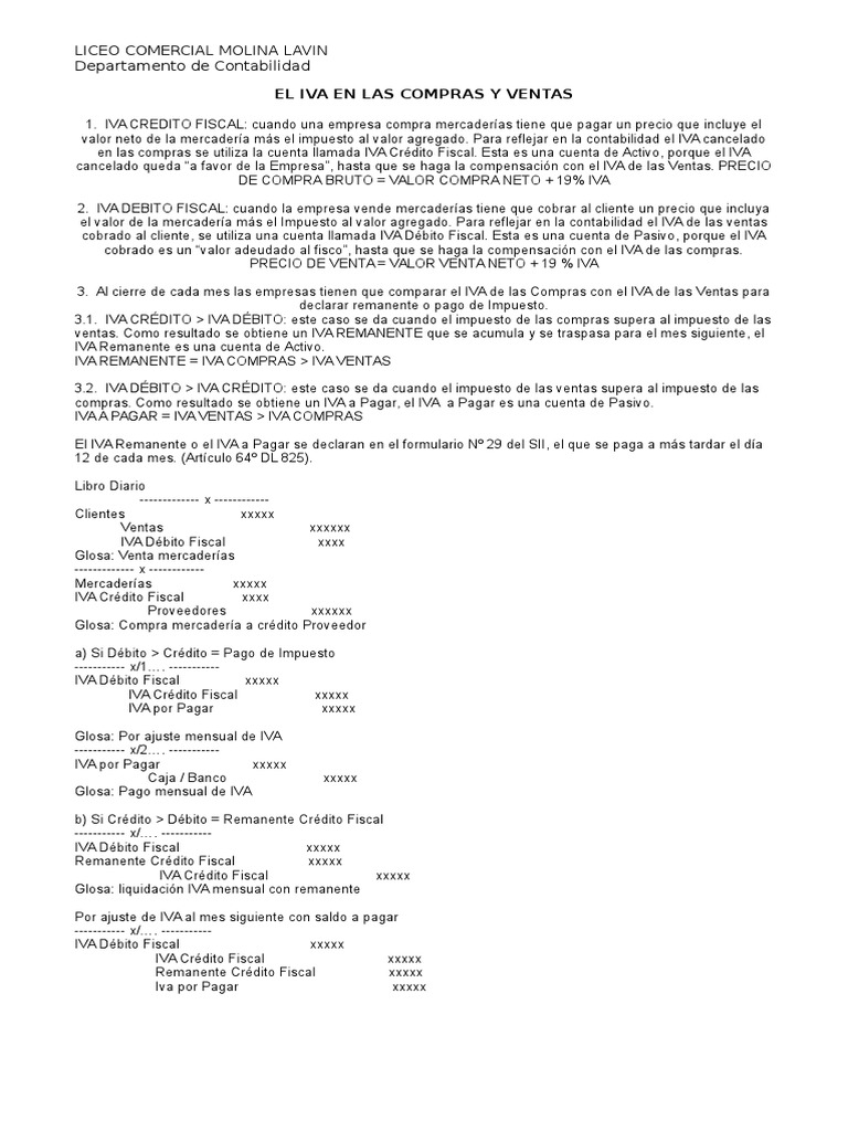 IVA en Compras y Ventas: Activo y Pasivo | PDF | Impuesto al valor ...