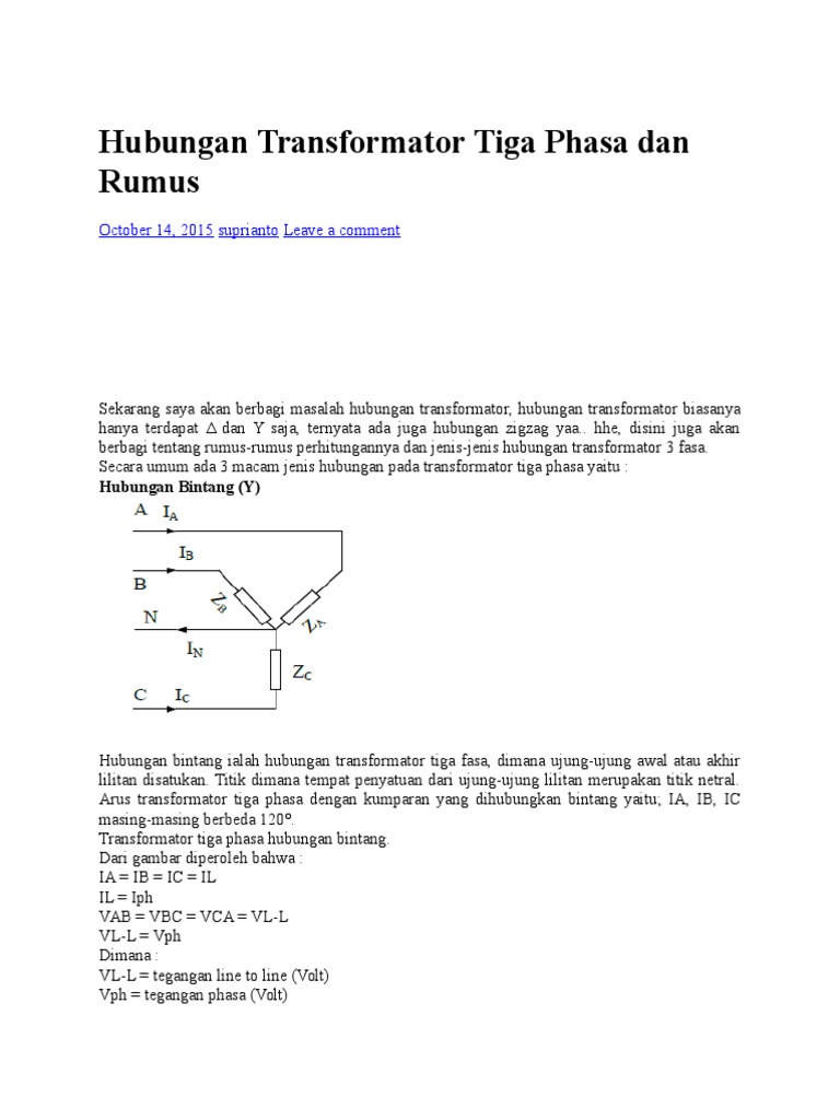Hubungan Transformator Tiga Phasa Dan Rumus | PDF
