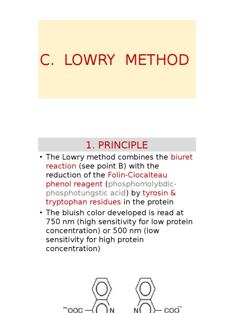 C. Lowry Method | PDF | Chemistry | Physical Sciences