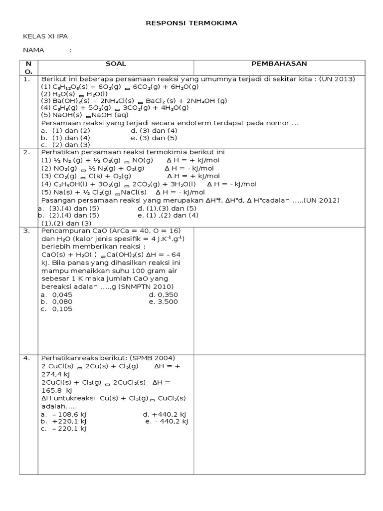 Responsi Termokima Edit | PDF
