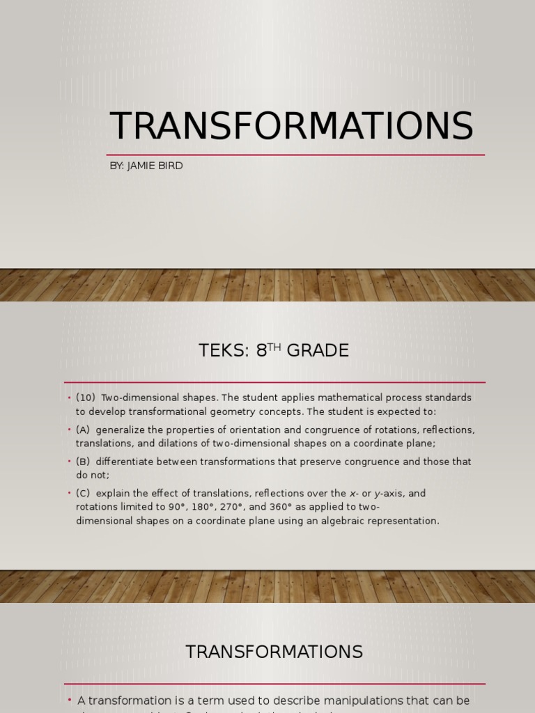 Transformations Jamie Bird | PDF | Teaching Methods & Materials
