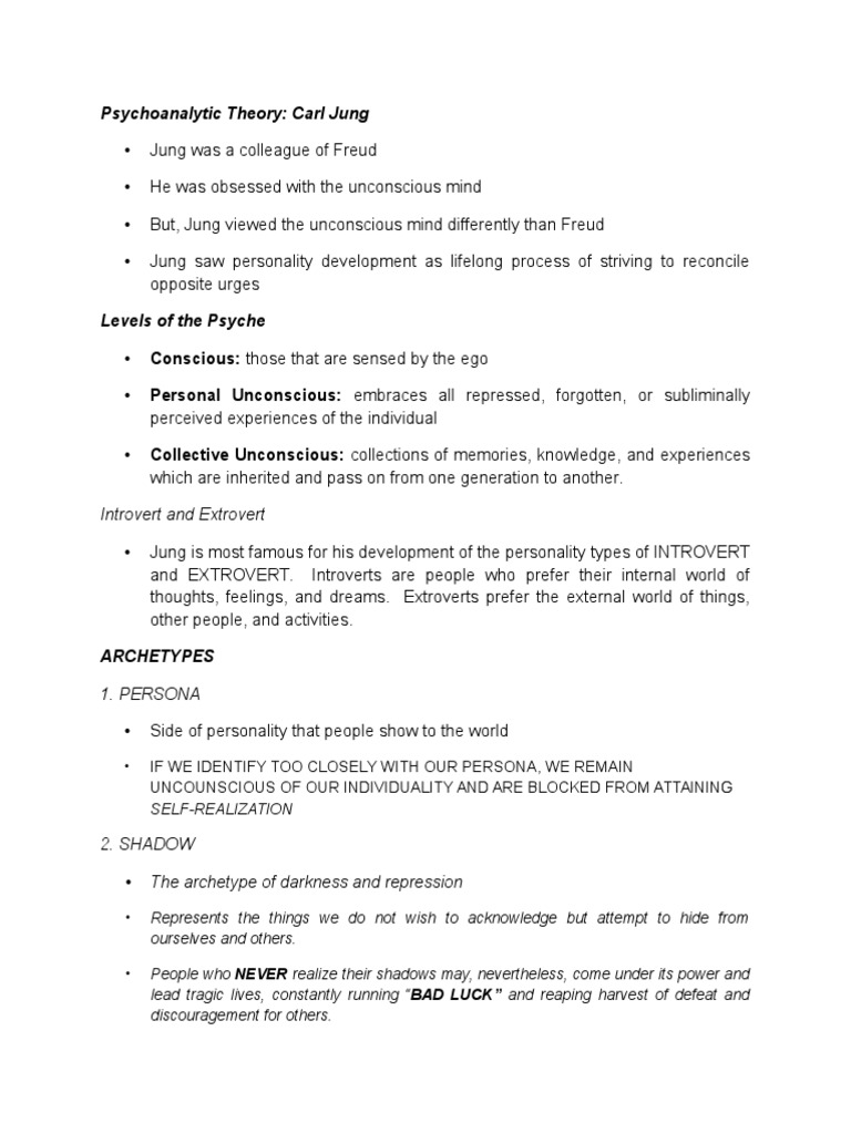 Levels of The Psyche and Archetypes of Jung | PDF | Unconscious Mind ...
