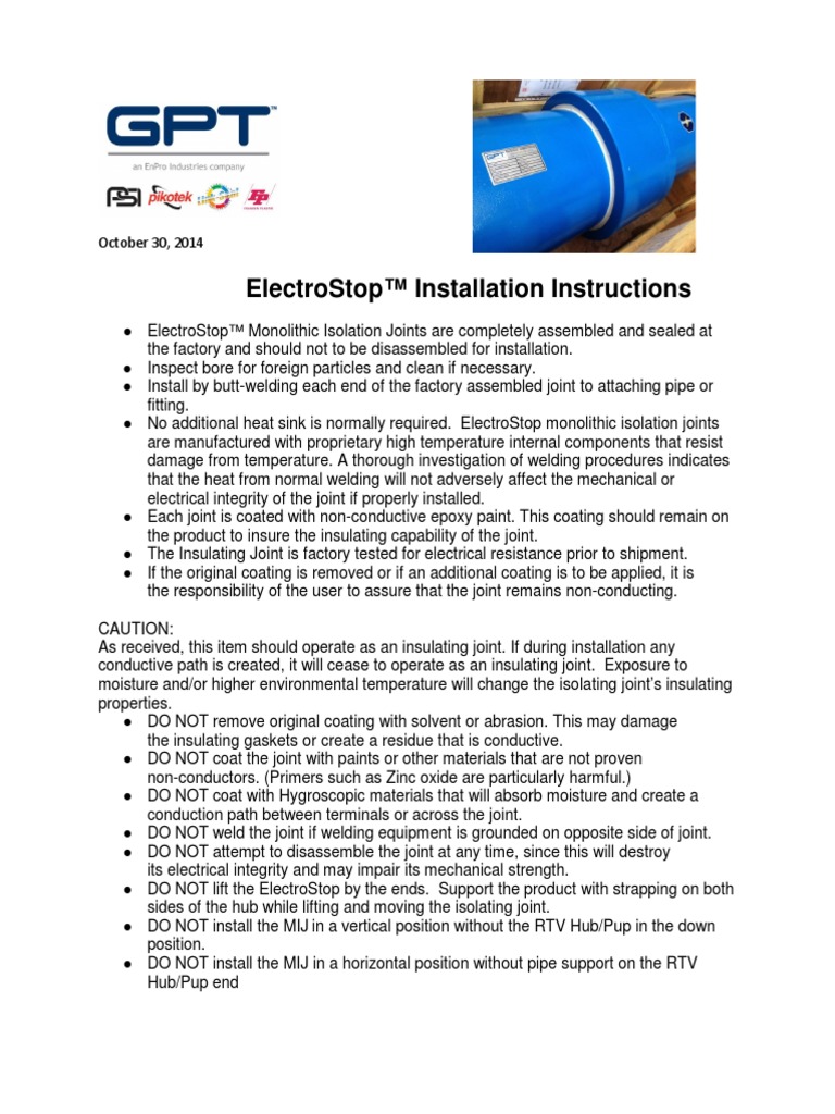 GPT ElectroStop Installation Instructions | PDF | Technology & Engineering