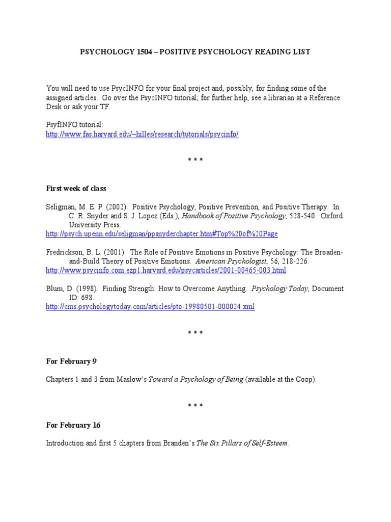 Positive Psychology Reading PDF | PDF | Positive Psychology | Psychotherapy