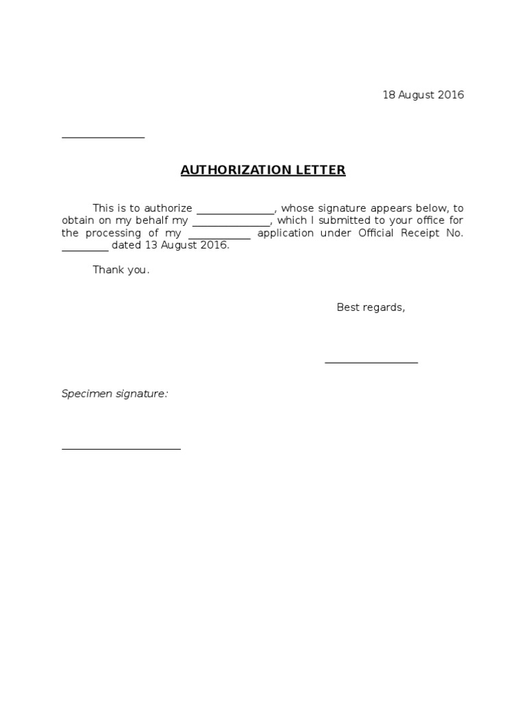 Sample Authorization Letter | PDF