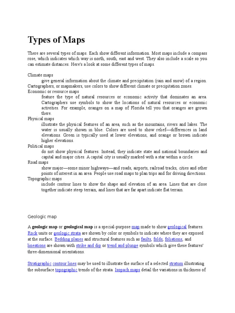 Types of Maps | PDF | Contour Line | Topography