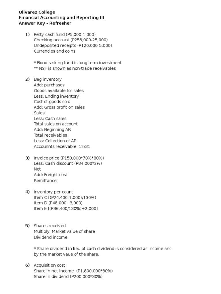 Answer Key - Refresher | PDF | Business | Technology & Engineering