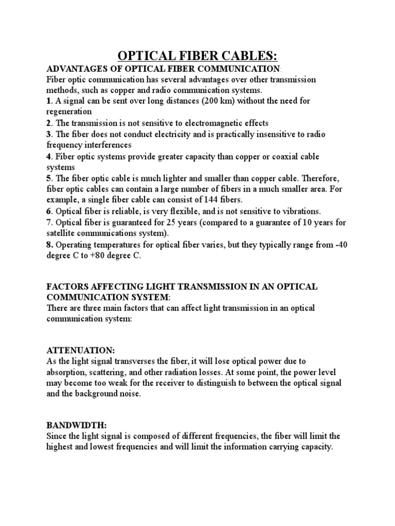 Optical Fiber Cables | PDF | Optical Fiber | Optics
