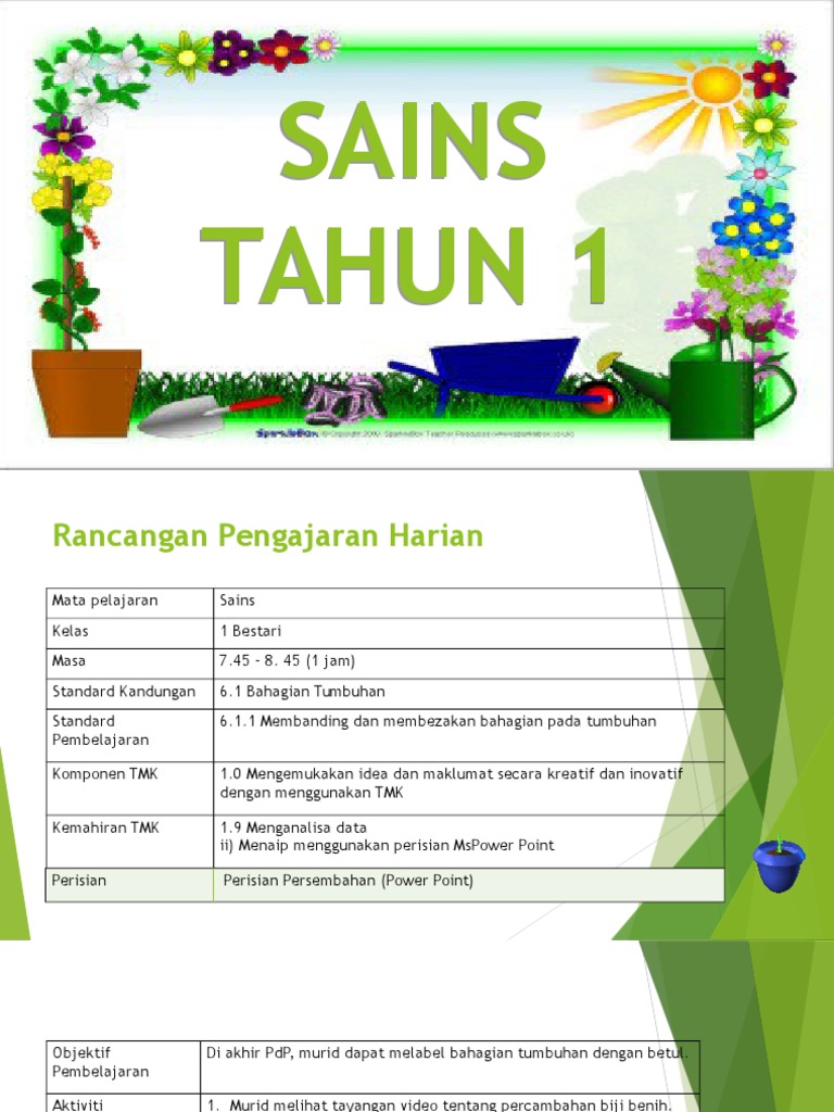 Contoh RPH Sains Tahun 1, KSSR Semakan 2017 | PDF