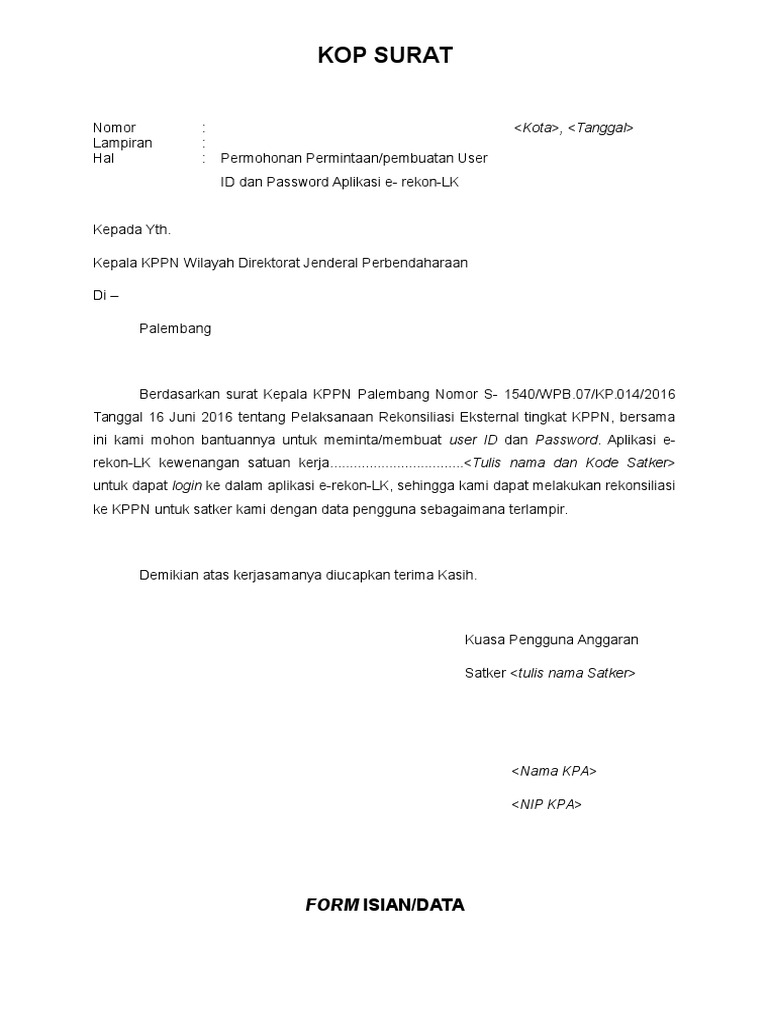 Form e Rekon LK Palembang | PDF