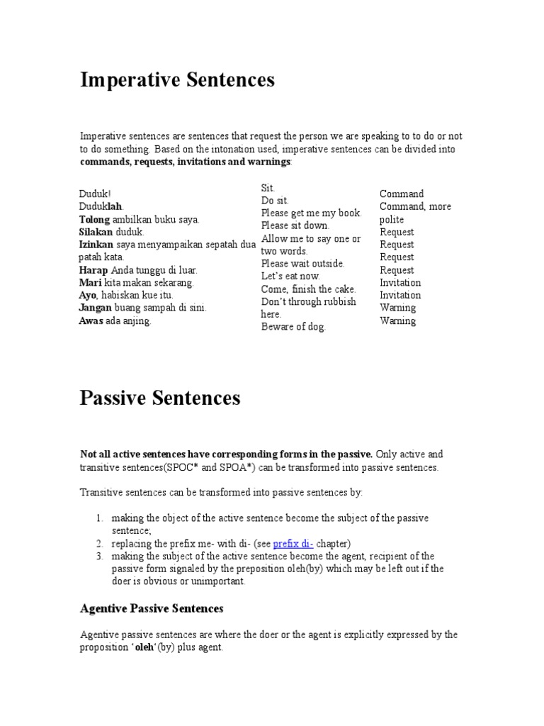 Imperative Sentences | PDF | Subject (Grammar) | Sentence (Linguistics)