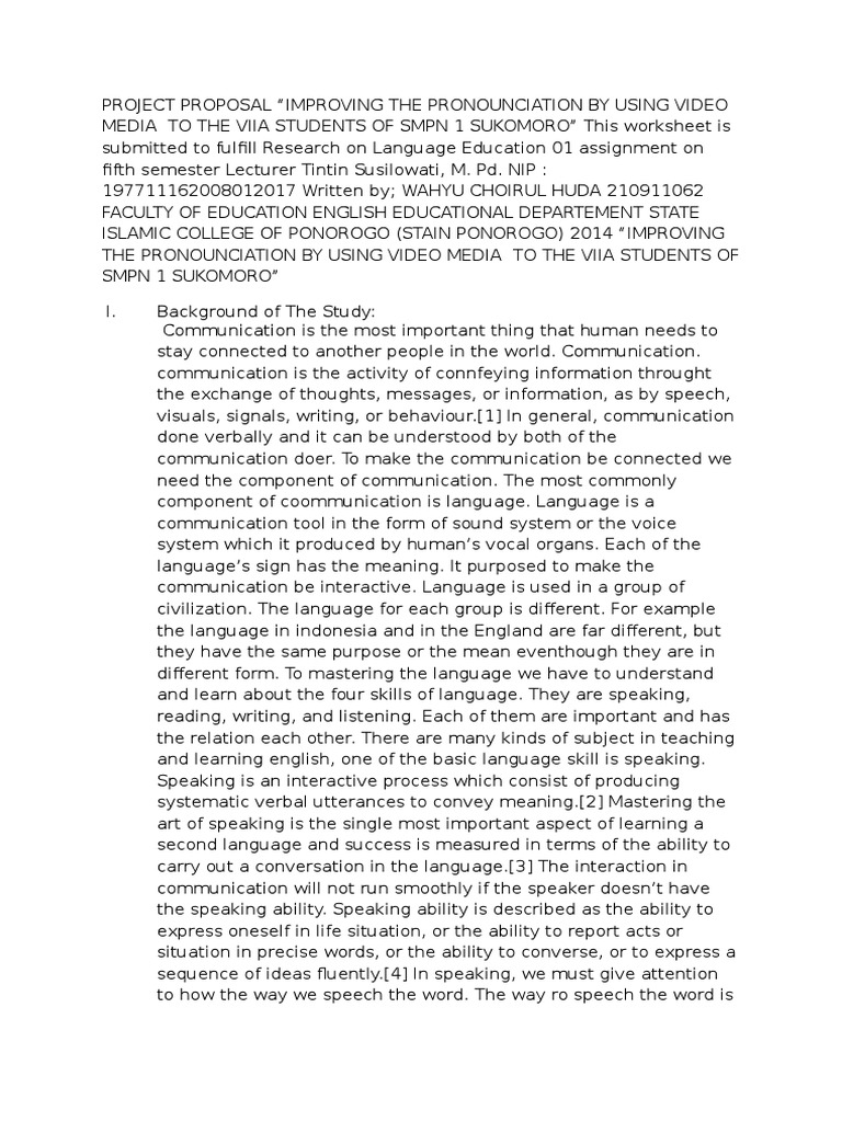 Project Proposal | PDF | Teachers | Lesson Plan