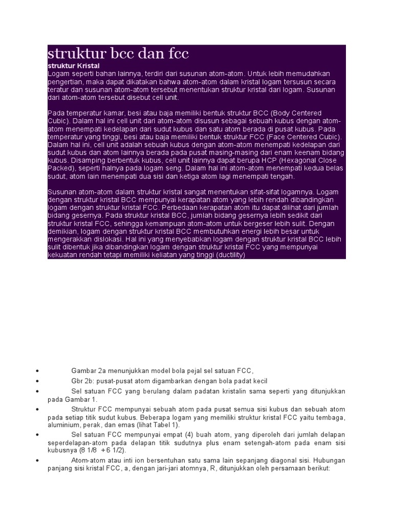 Struktur BCC Dan FCC | PDF