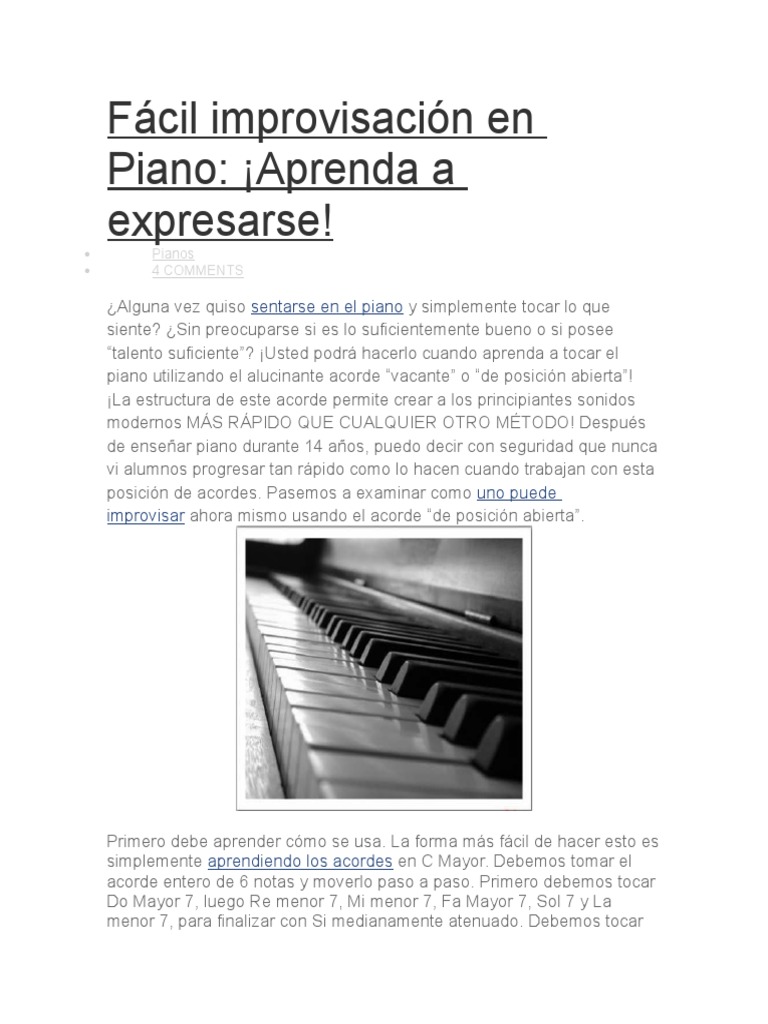 Improvisación fácil para principiantes en piano | PDF