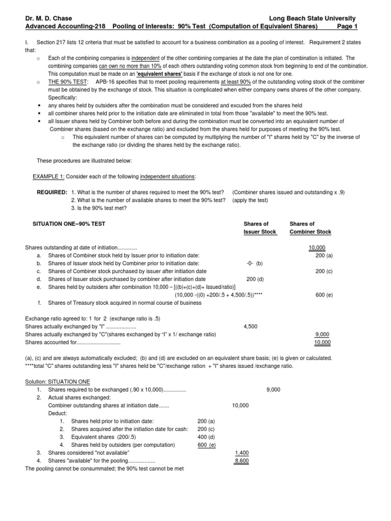 400 - 218 Pooling 90 Percent Test - Equvalant Shares 8C | PDF | Shares ...