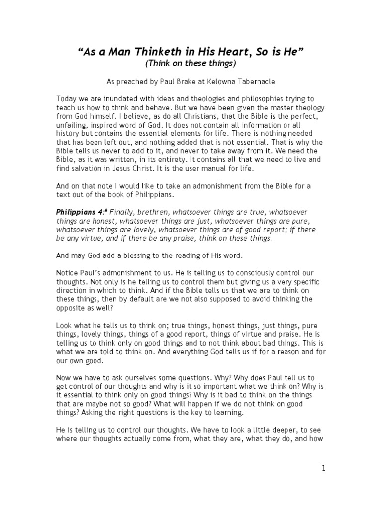 As A Man Thinketh in His Heart | PDF | Armor Of God | Religious Belief ...