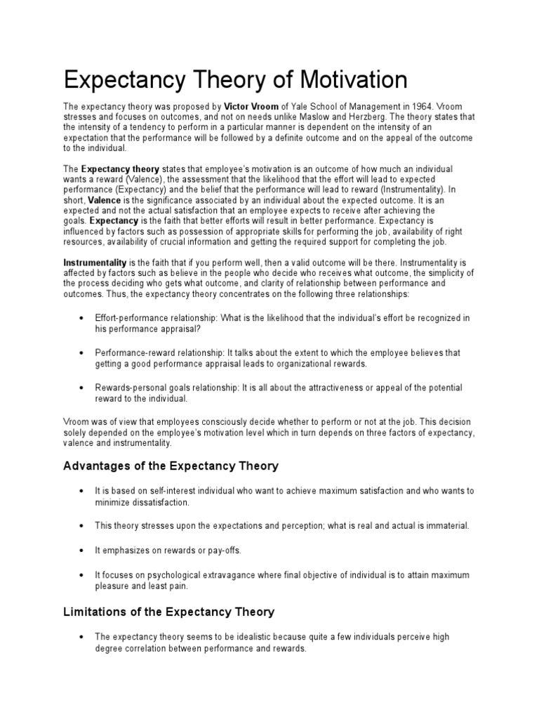 Expectancy Theory of Motivation | PDF | Motivation | Motivational
