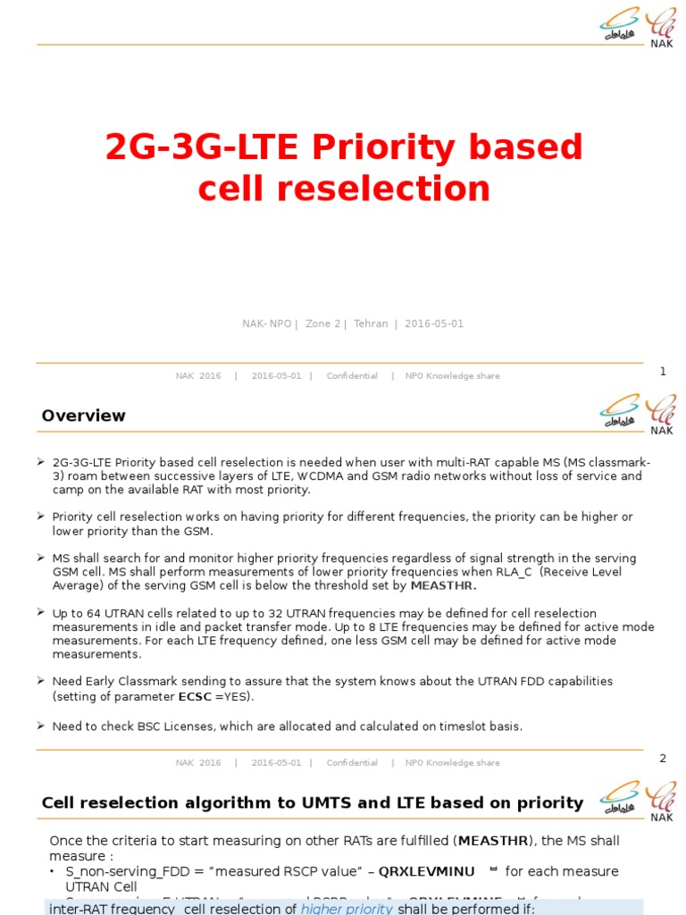 2G-3G-LTE - Priority Based Cell Reselection Strategy - 05012016 | PDF ...