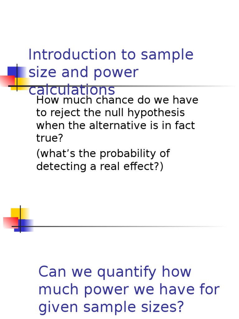 Introduction To Sample Size and Power Calculations | PDF