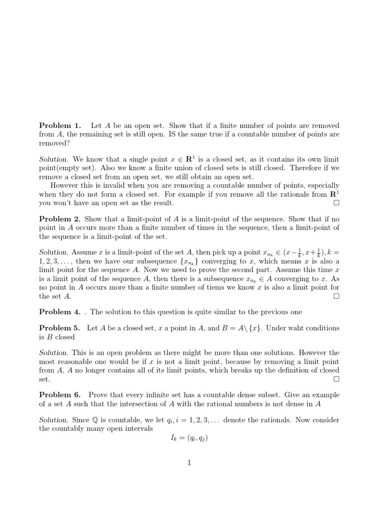Open and Closed Sets | PDF | Sequence | Mathematical Objects