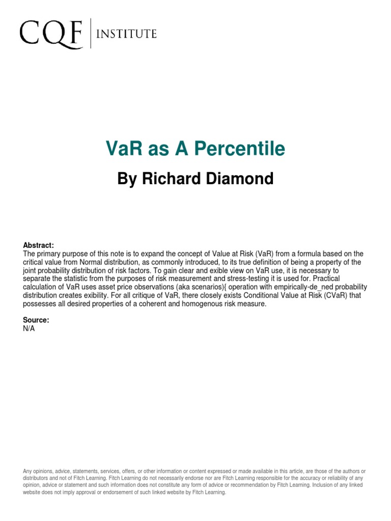 VaR and CVaR Explained | PDF | Value At Risk | Principal Component Analysis
