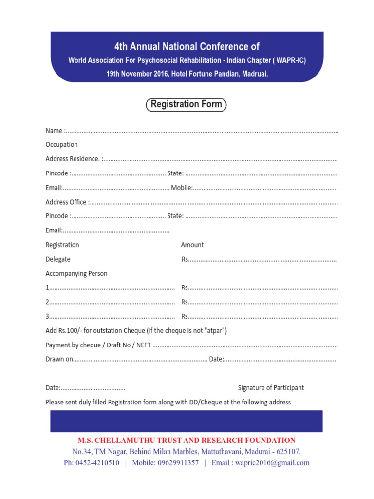 4th National Conference Form | PDF