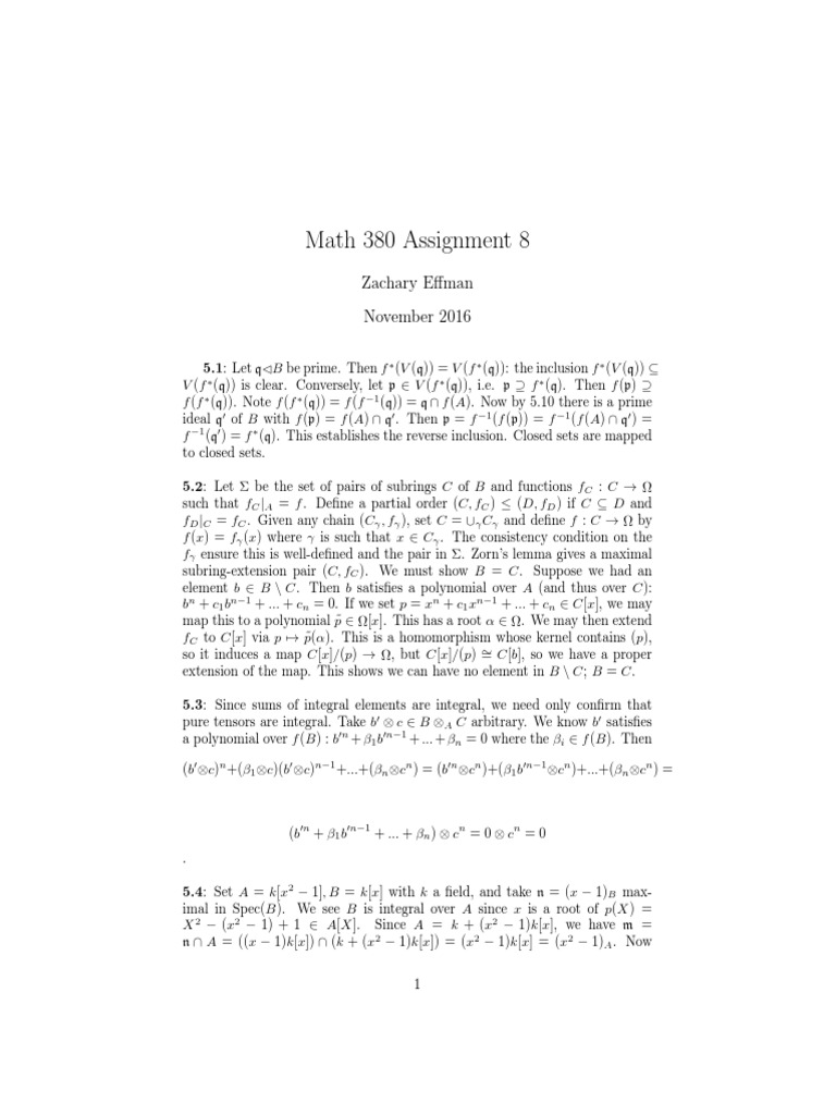 Math 380 Assignment 8 Solutions | PDF | Mathematical Structures | Abstract Algebra