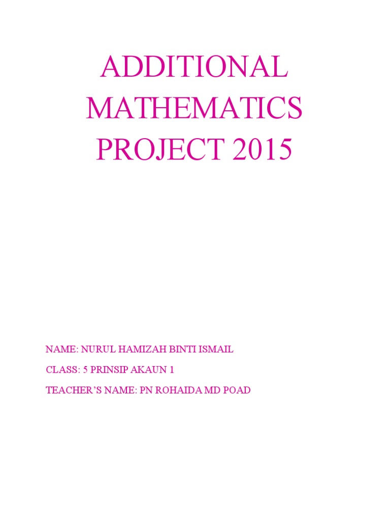 Additional Mathematics PROJECT 2015 | PDF | Function (Mathematics ...