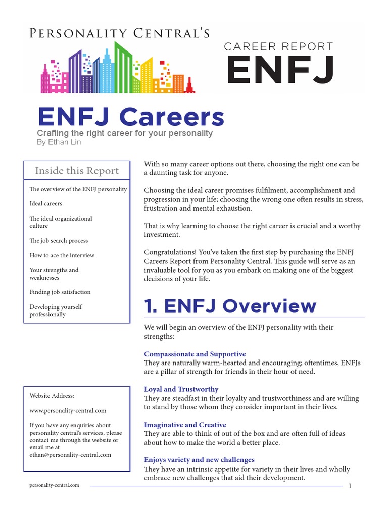 (PersonalityCentral) ENFJ CareerReport | PDF | School Counselor ...